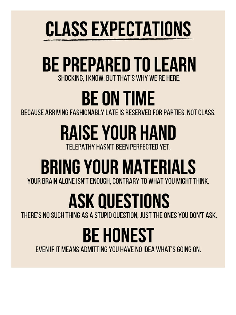 Sarcastic Class Expectations | PDF