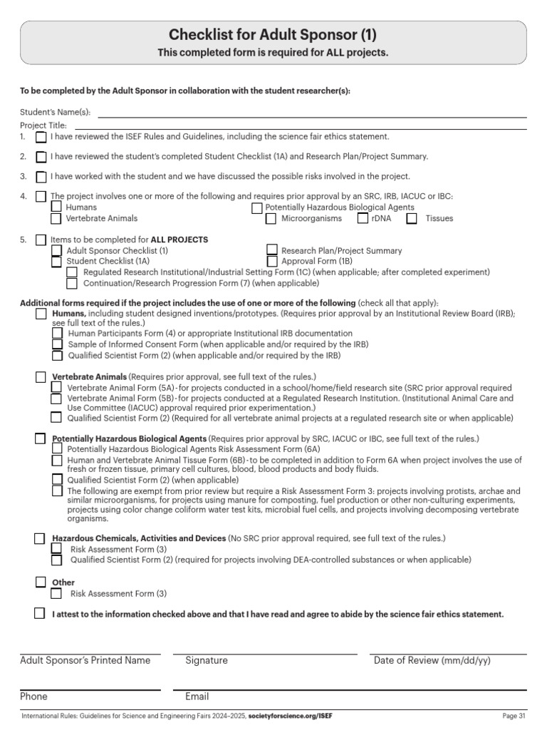 Isef Forms 2025 | PDF