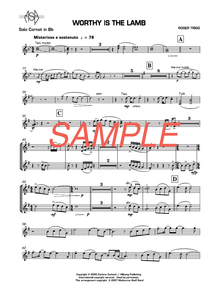 WORTHY Is The Lamp - Solo Cornet | PDF