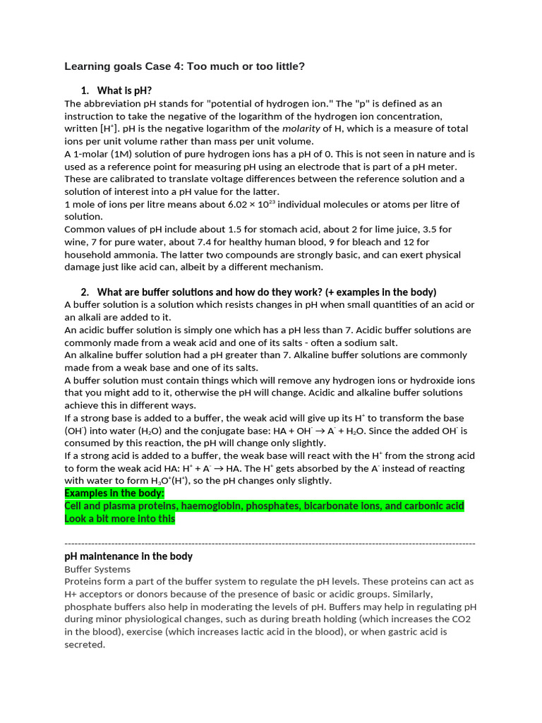 Tutorial Case 4 Learning Goals | PDF | Osmosis | Foreign Language Studies