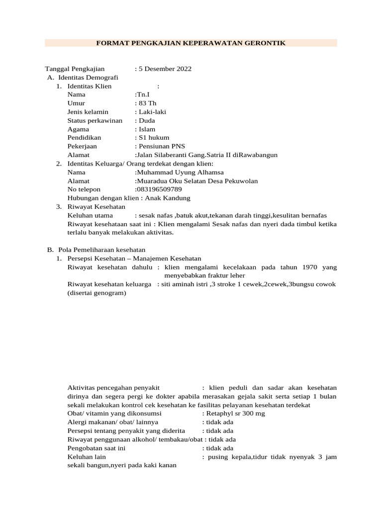 Form Praktikum Pengkajian Gerontik | PDF