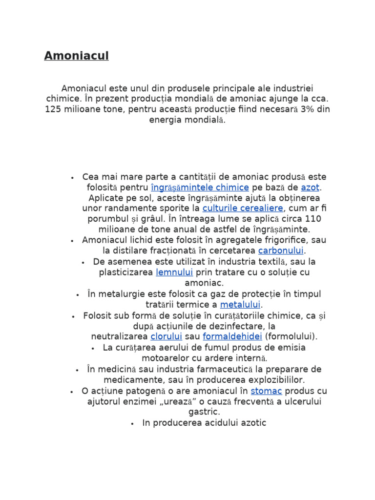 Amoniacul Si Azotul | PDF