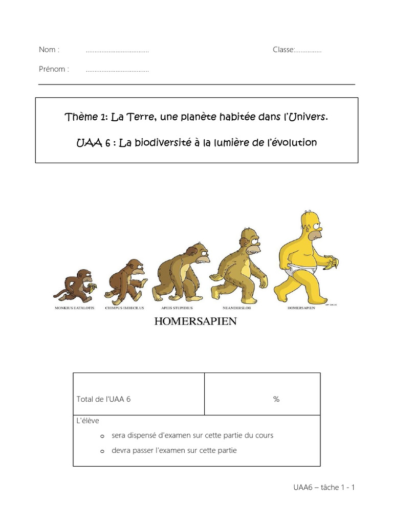 Thème 1 - La Terre, Une Planète Habitée Dans L Univers. UAA 6 - La Biodiversité À La Lumière de ...