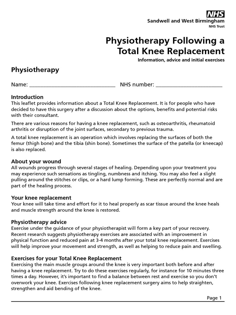 Physiotherapy-Physiotherapy-Following-a-Total-Knee-Replacement-ML6552 | PDF