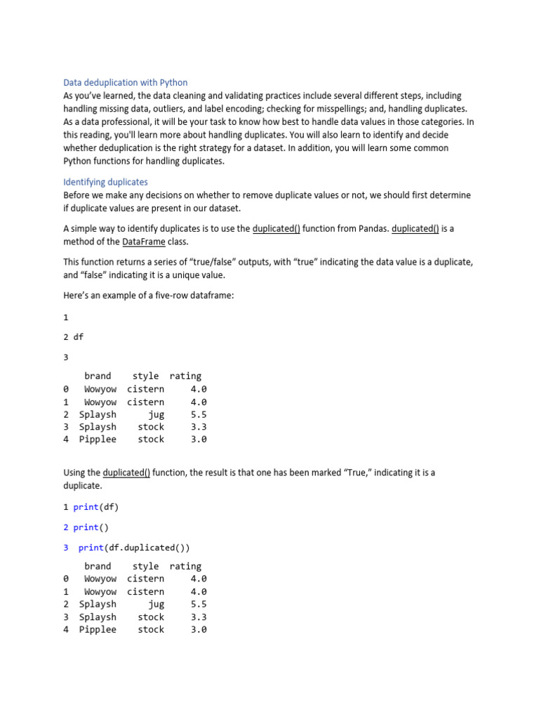 Data Deduplication With Python | PDF
