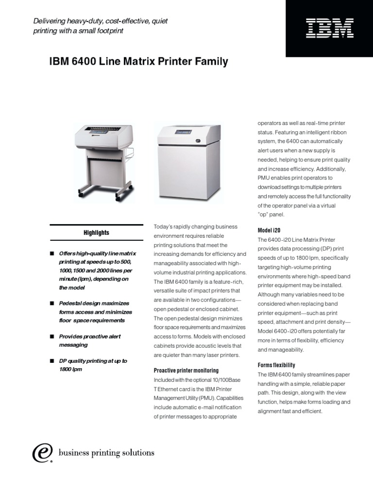 Ibm 6400 | PDF | Printer (Computing) | Media Technology