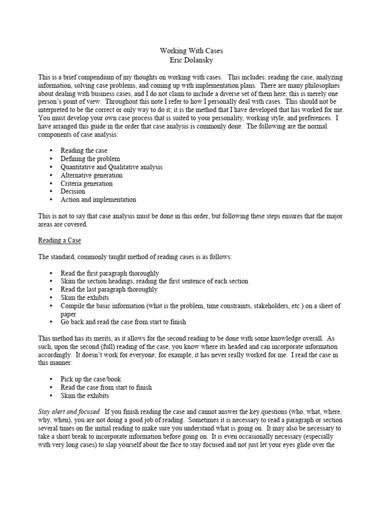 Working With Cases, E Dolansky | PDF