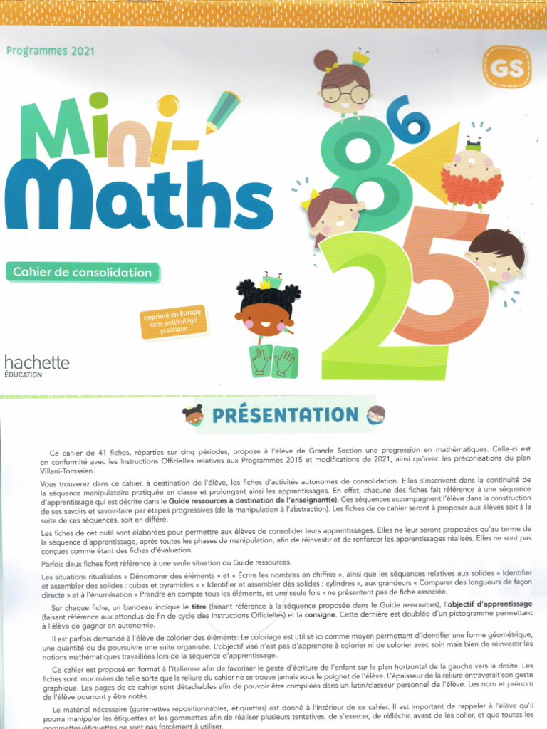 Mini Maths Cahier Consolidation GS | PDF