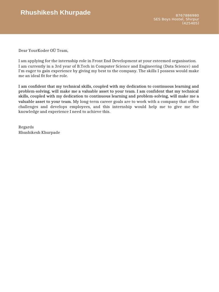 Internship Example 2 | PDF