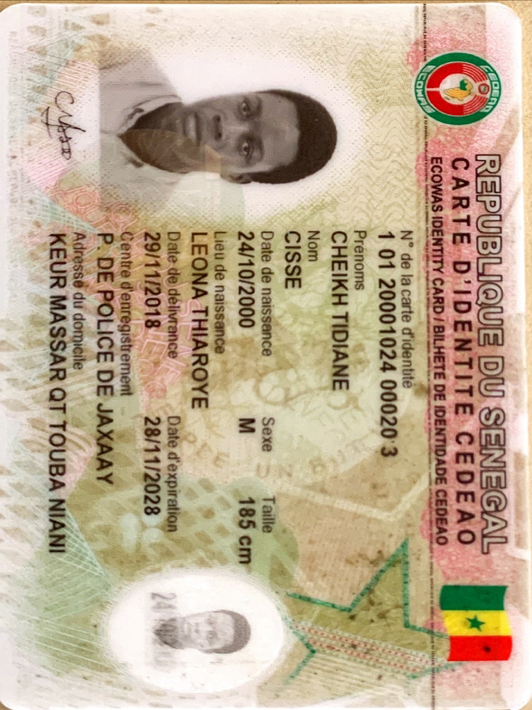 Carte Identité Sénégalaise Cheikh Tidiane CISSE | PDF