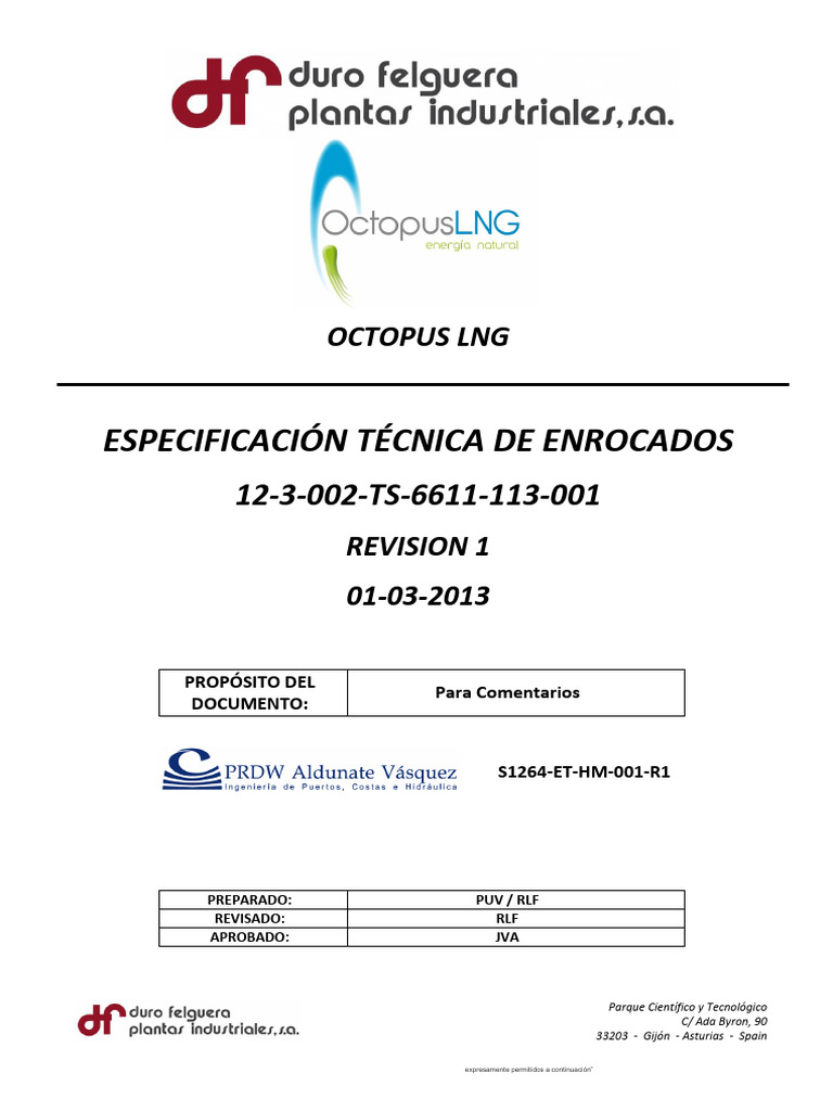 12-3-002-TS-6611-113-001 Especificacion Tecnica de Enrocados | PDF