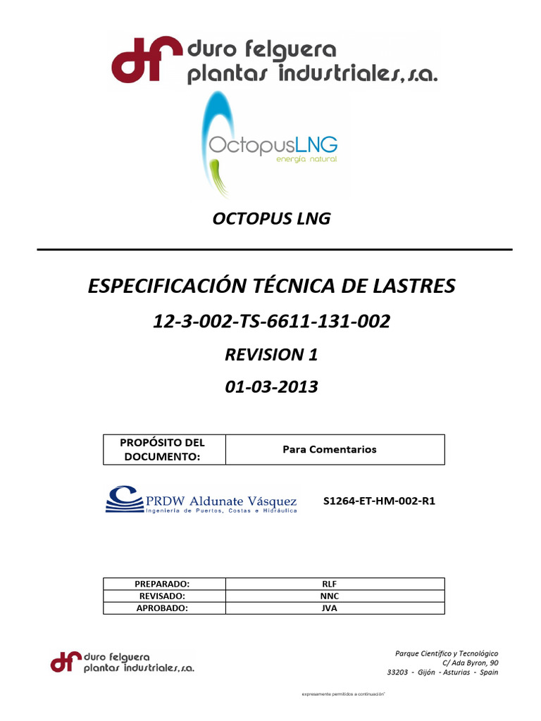 12-3-002-TS-6611-131-002 Especificacion Tecnica Lastres | PDF