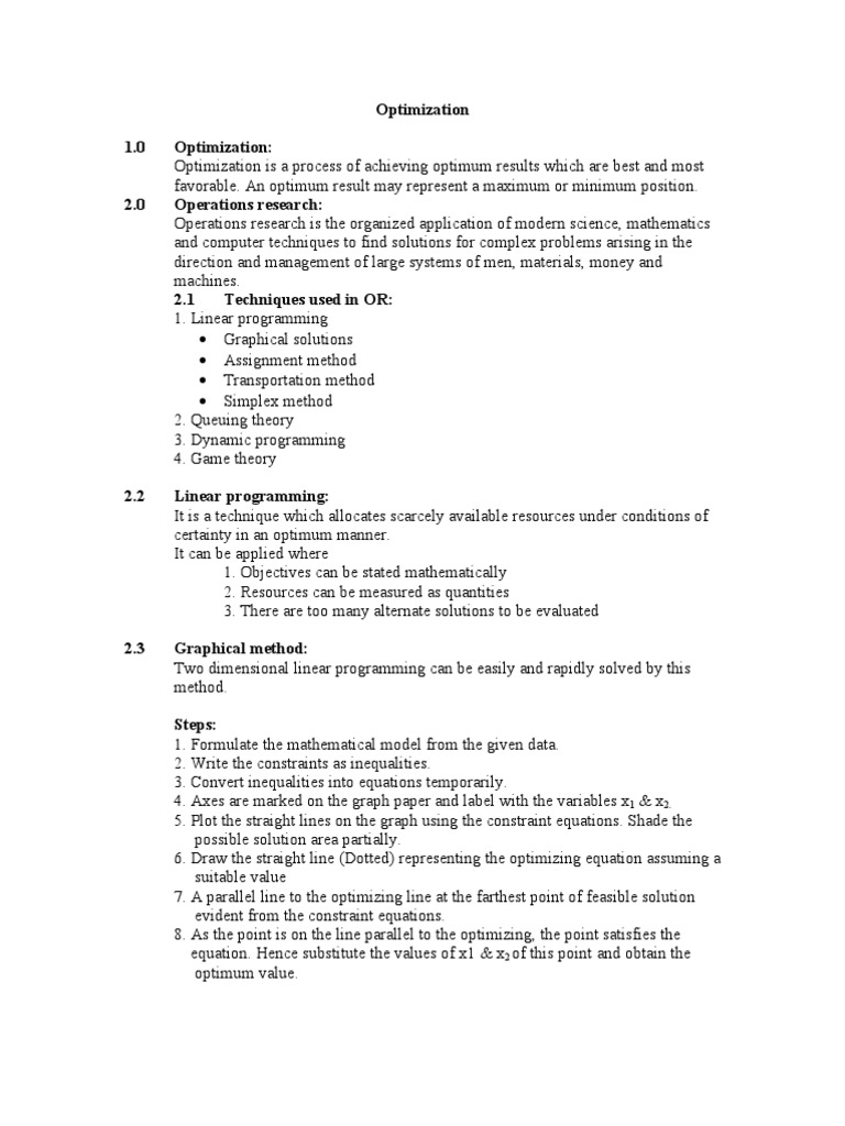 Unit4 OR | PDF | Mathematical Optimization | Linear Programming