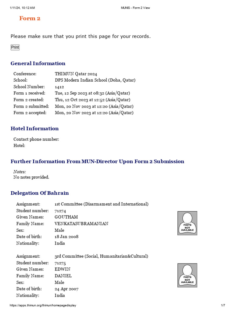 THIMUN Delegates 2024 | PDF