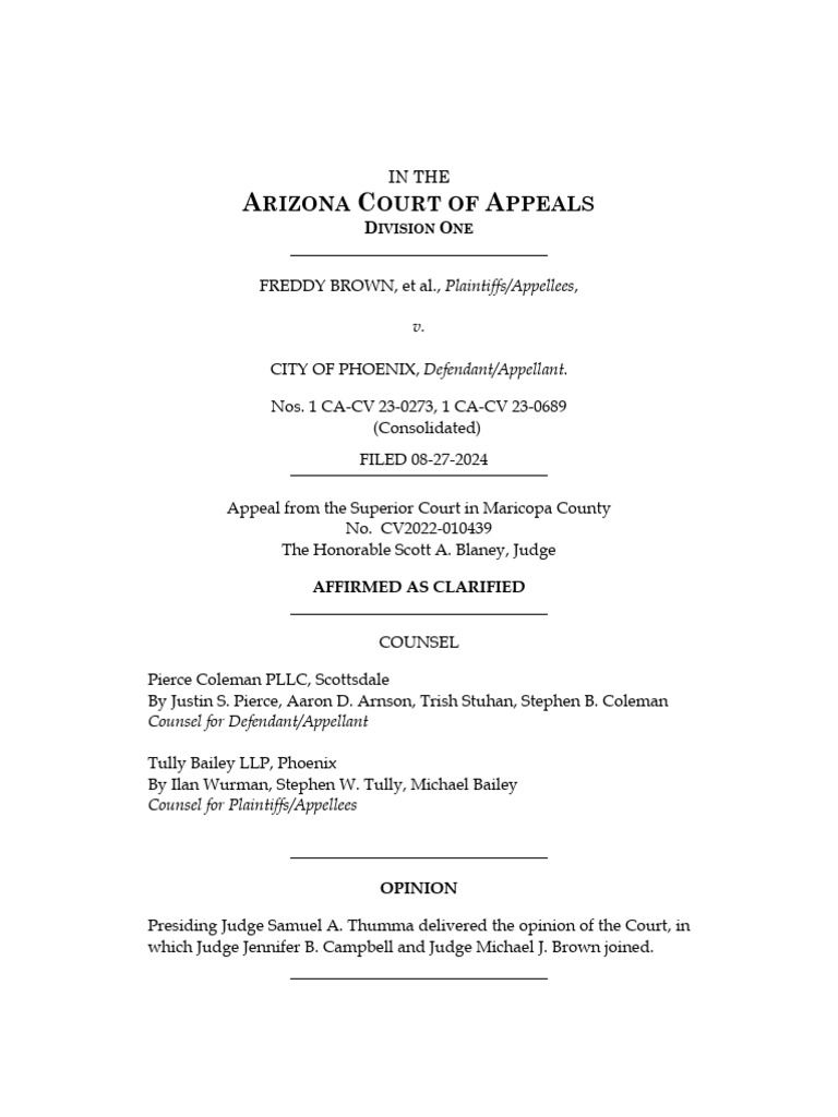 Brown v. City of Phoenix, No. CV23-0273 (Az. Aug. 27, 2024) | PDF
