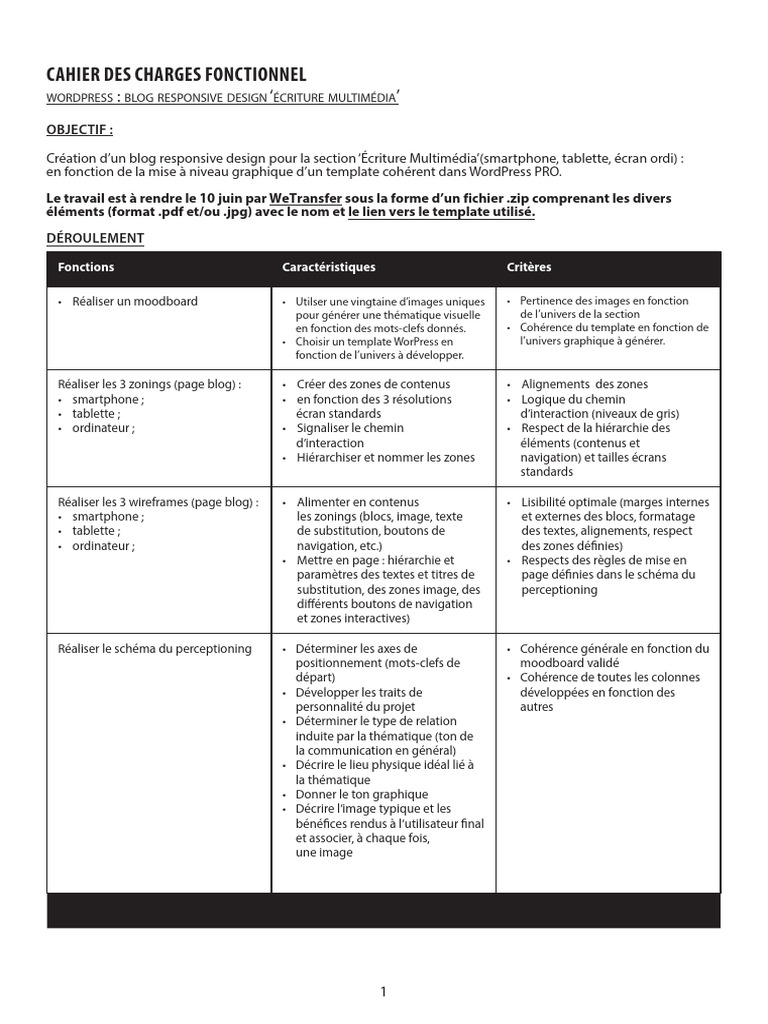 Cahier Des Charges Fonctionnel Webdesign | PDF