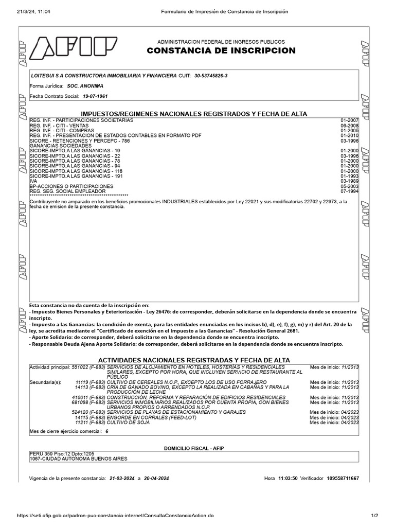 AFIP - Administración Federal de Ingresos Públicos | PDF