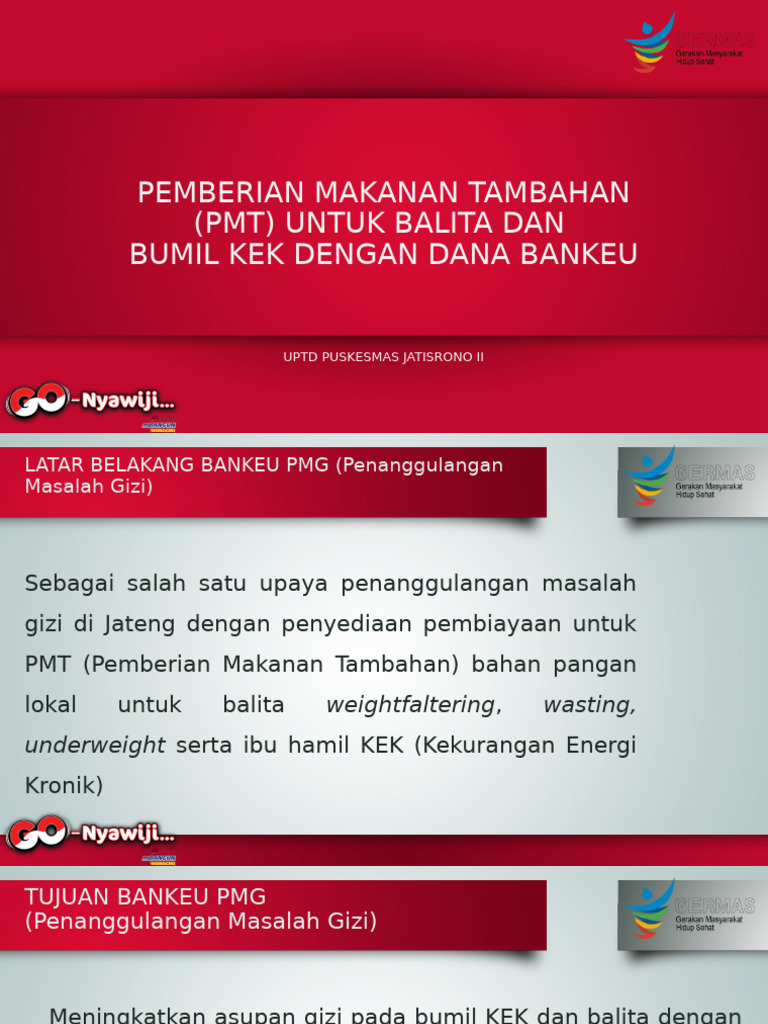 Presentasi PMT Bankeu 2024 Puskesmas Jatisrono II | PDF