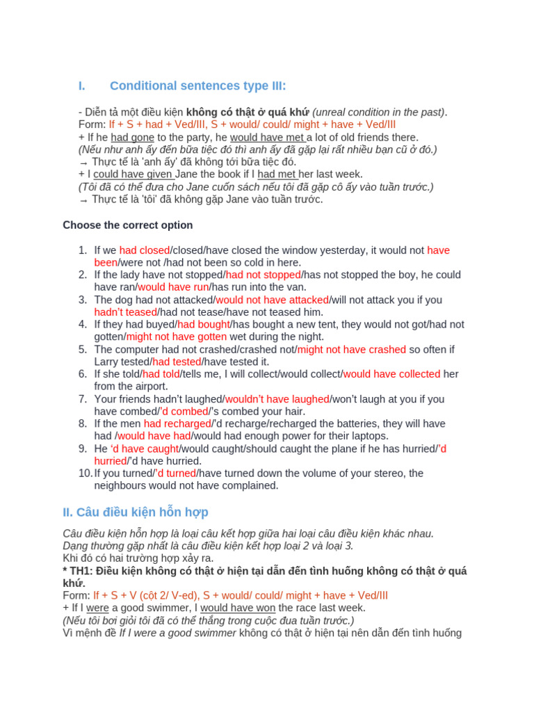 Conditional Sentence Type 3 | PDF