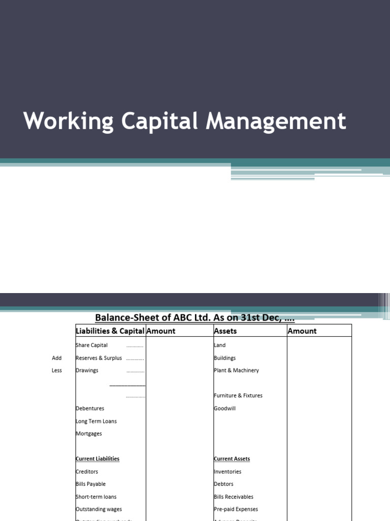 Working Capital | PDF