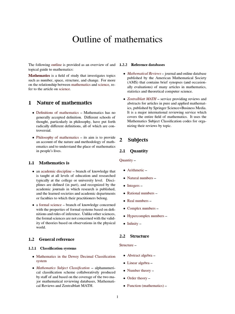 Mathematics Outline | PDF