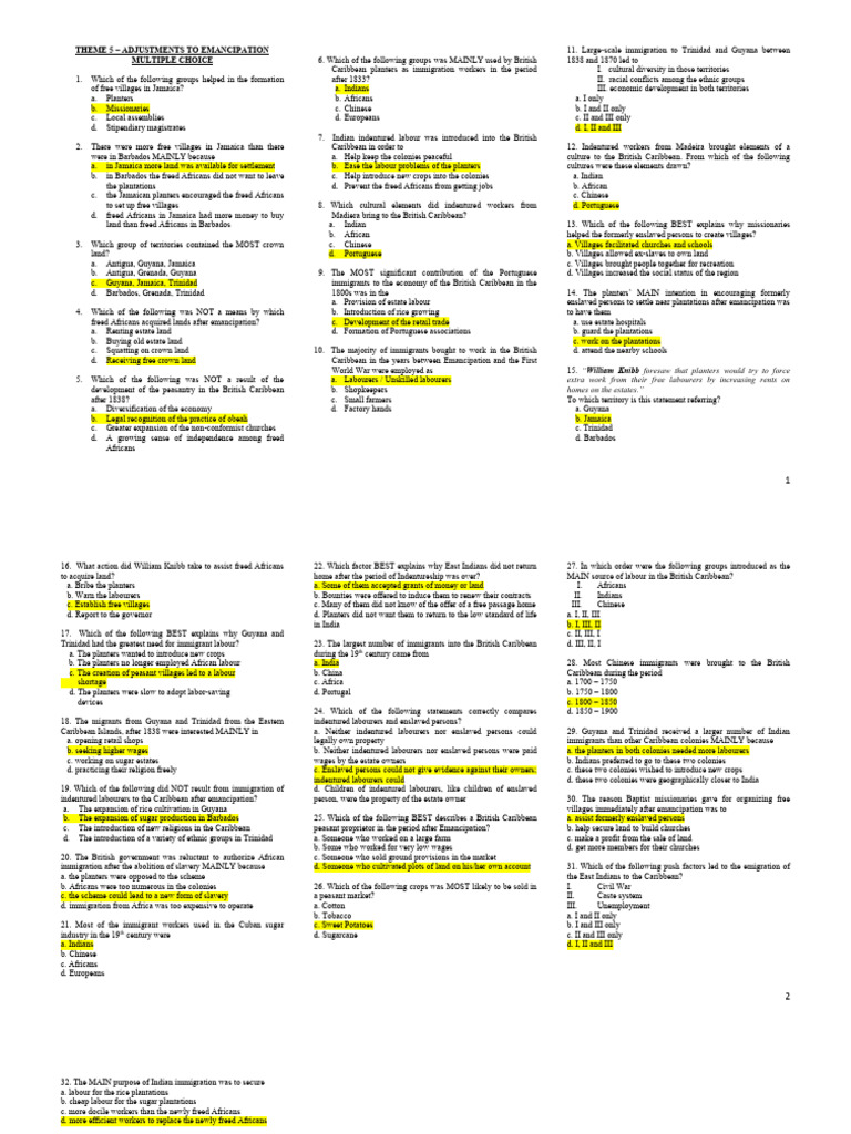 Hist MCQ Theme 5 | PDF