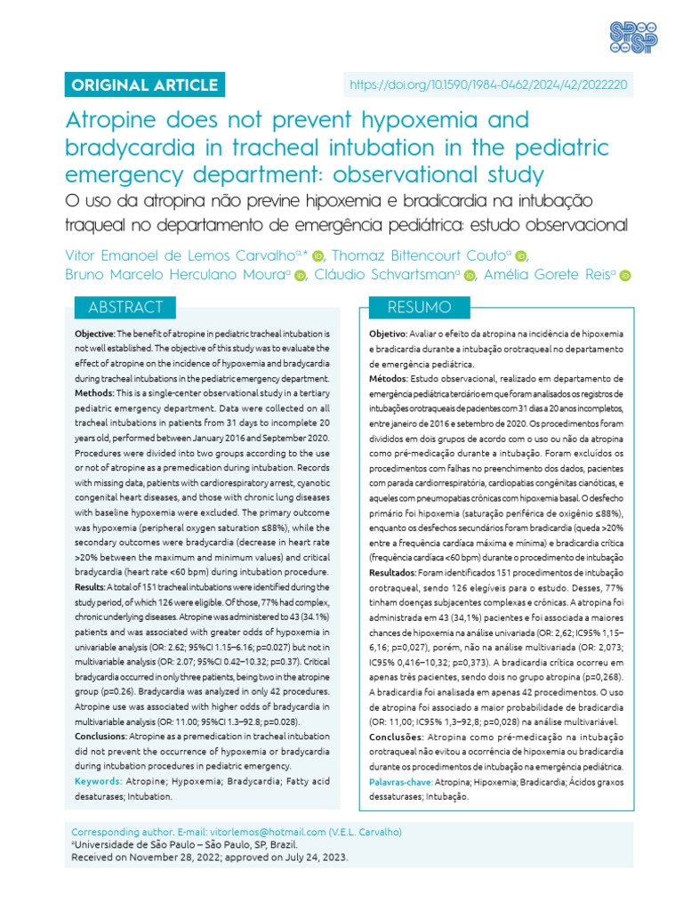 Atropine Does Not Prevent Hypoxemia and Bradycardia in Tracheal ...