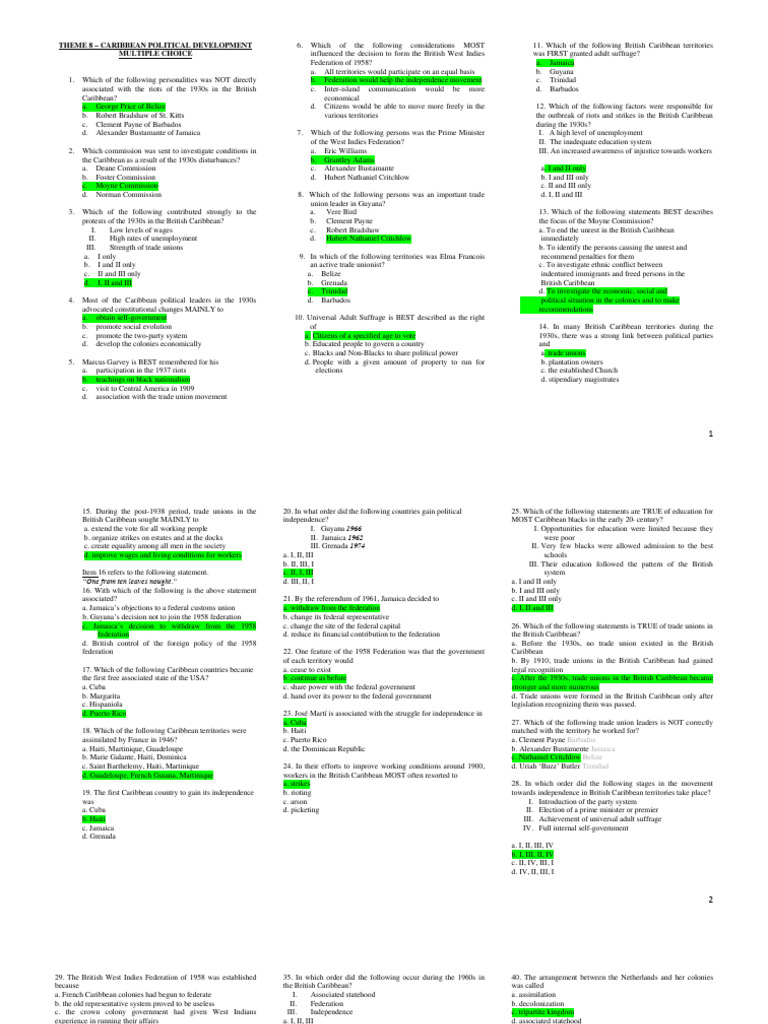 Hist MCQ Theme 8 | PDF