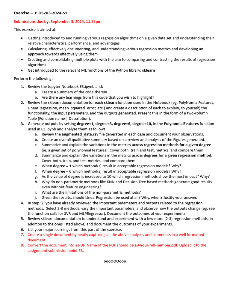 Exercise - 3: DS203-2024-S1: Sklearn | PDF