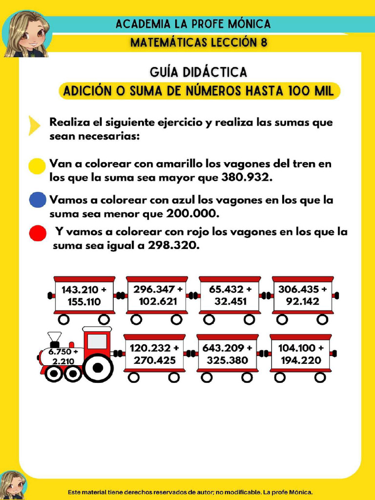 Leccion 8 Adicion o Suma de Numeros Hasta 100 Mil | PDF