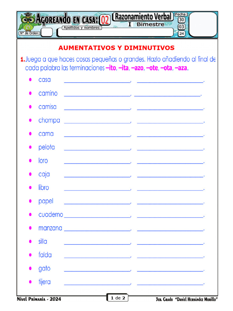 Aumentativos en 10 Palabras | PDF