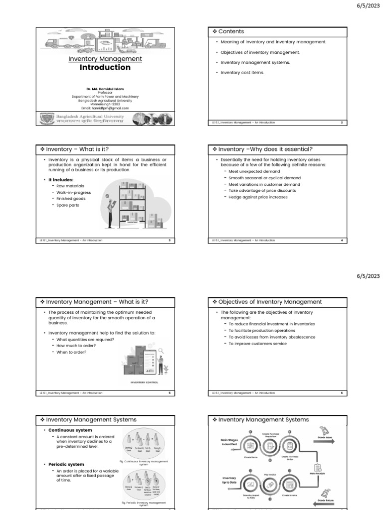 LE 6.1 - Inventory Management - Introduction | PDF