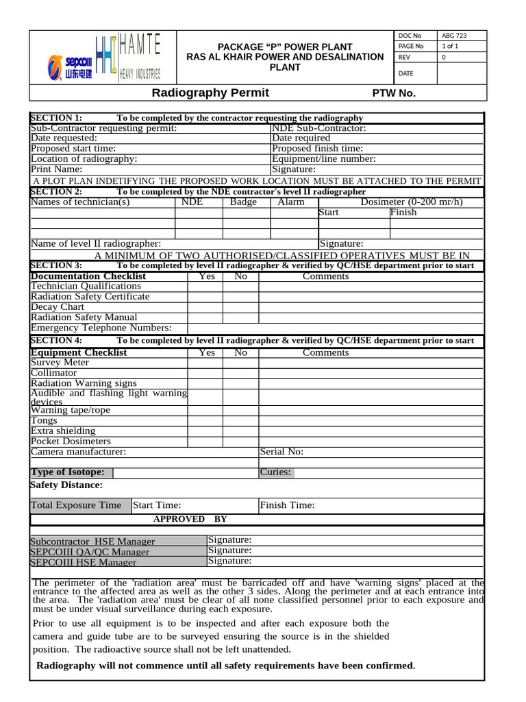 Radiography Permit | PDF | Ionizing Radiation | Technology & Engineering