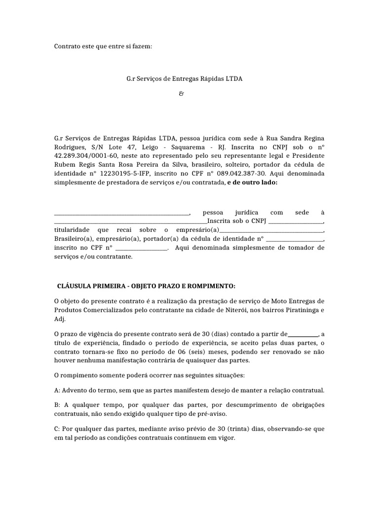 Contrato Genérico G.R | PDF