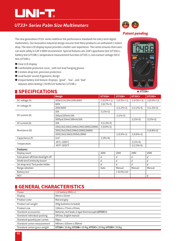 Ficha Tecnica Ut 33b | PDF