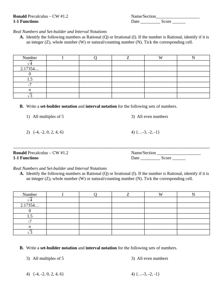 Precalculus Functions and Notations Guide | PDF | Numbers | Function ...