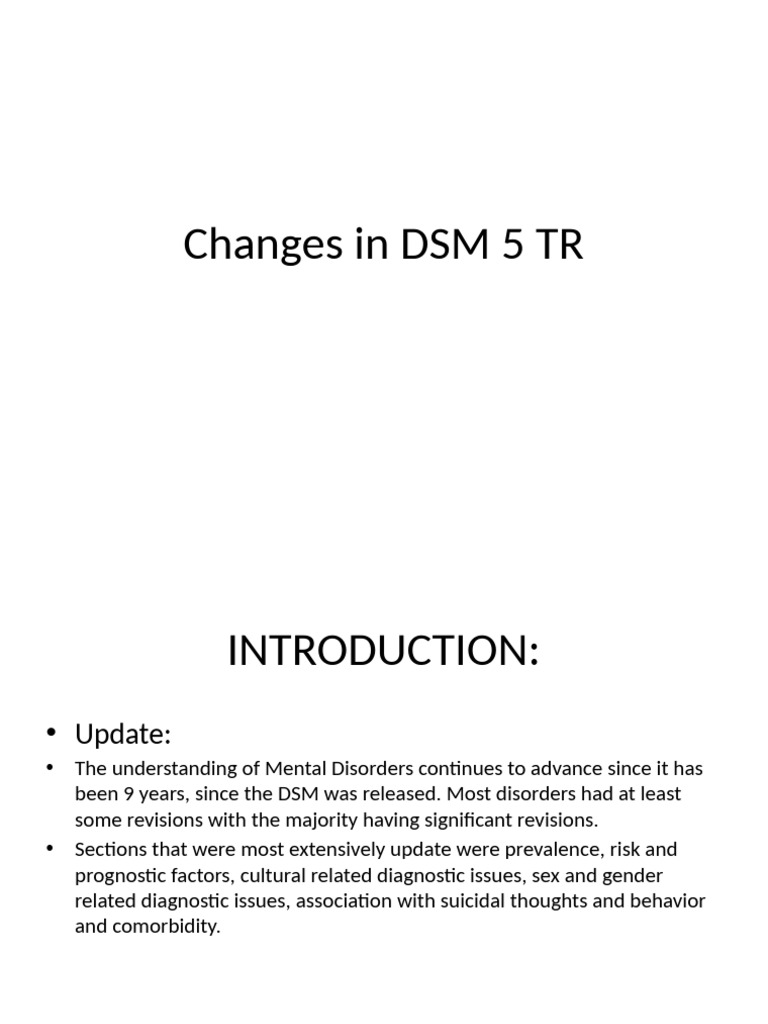 Changes in DSM 5 TR (1) - 1 | PDF