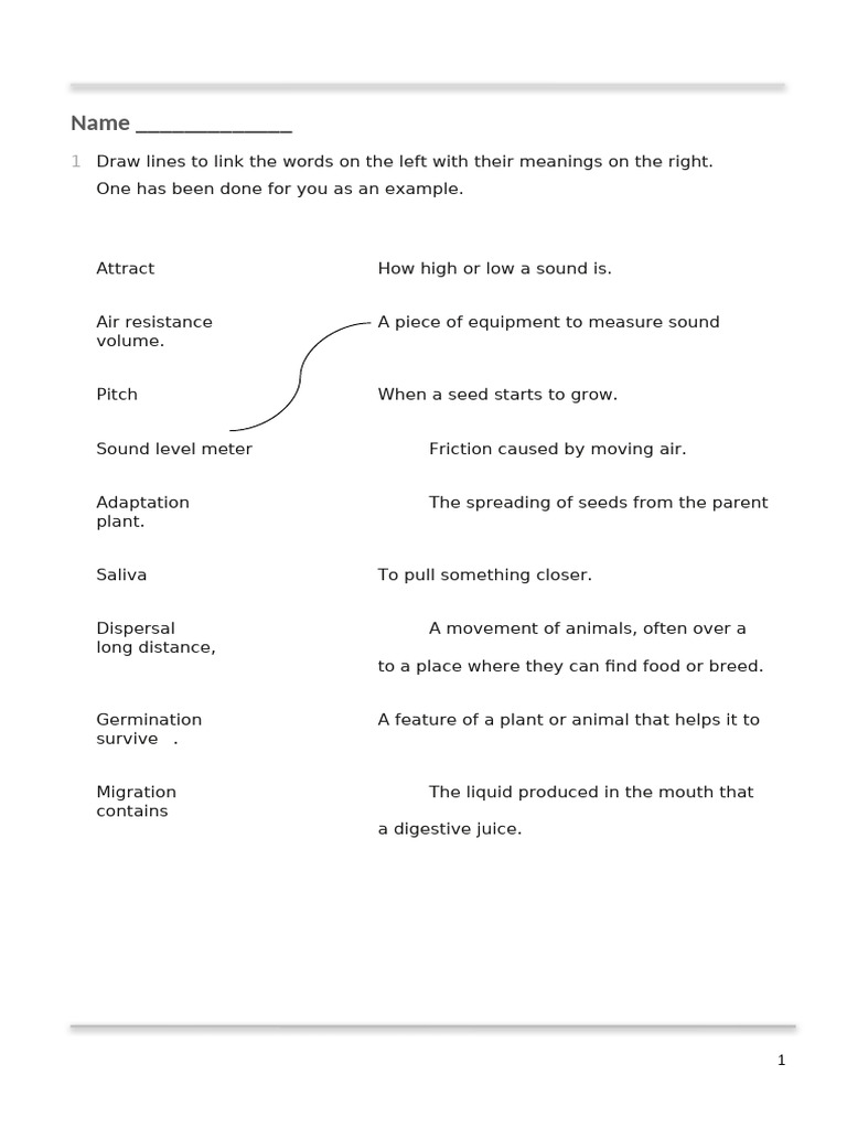 Science Vocabulary and Concepts Worksheet | PDF | Force | Gases