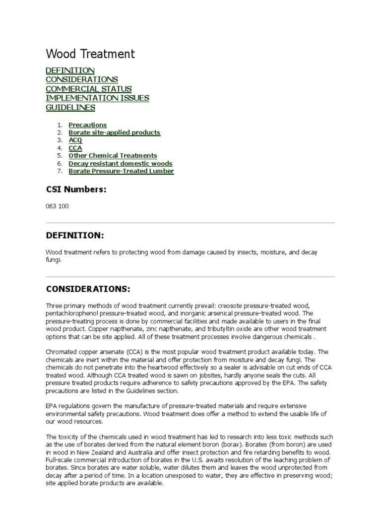 Wood Treatment: CSI Numbers | PDF