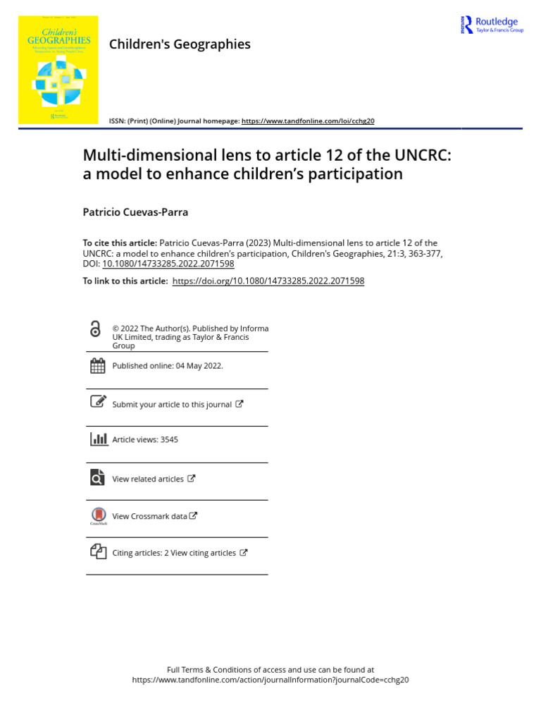 Multi-Dimensional Lens To Article 12 of The UNCRC A Model To Enhance ...