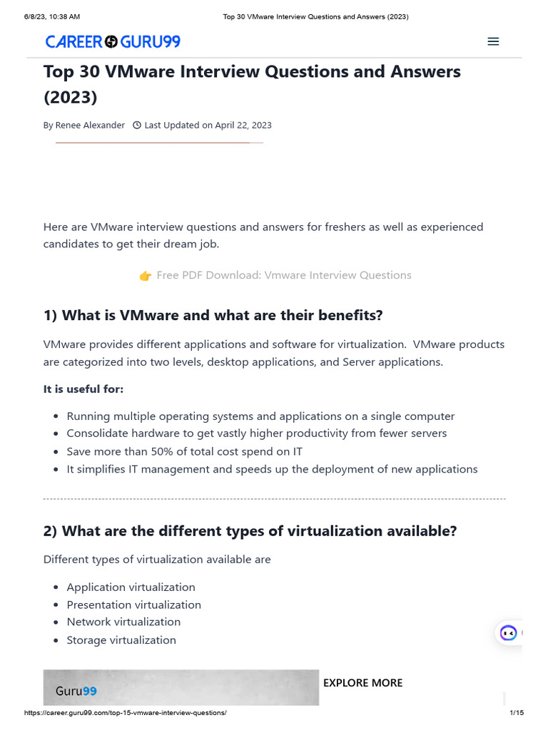 Top 30 VMware Interview Questions and Answers (2023) | PDF