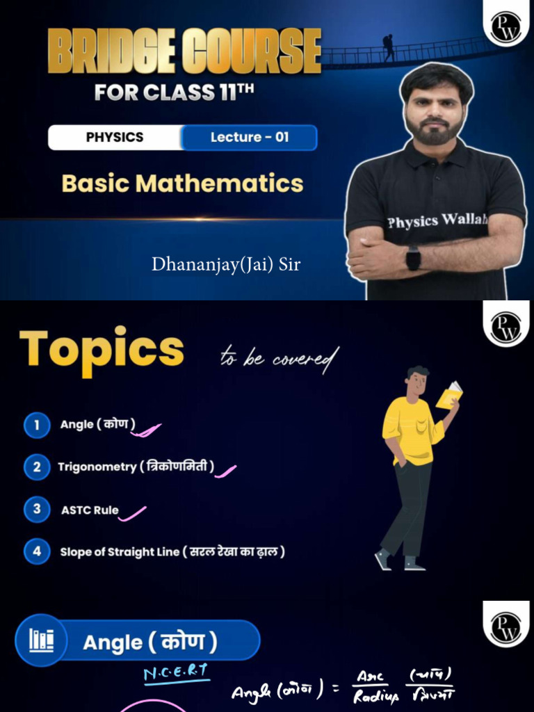 Basic Maths Class 11th Physics - Class Notes - Bridge Course (UP Boards ...