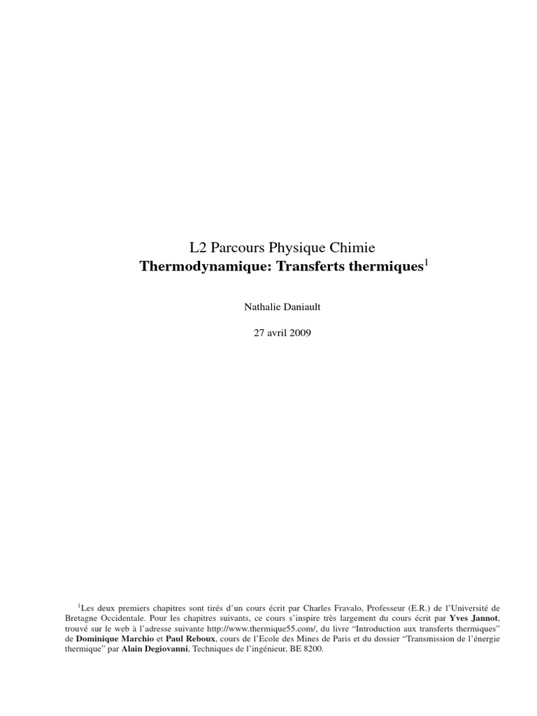Cours - Thermo - Transfert Thermique | PDF