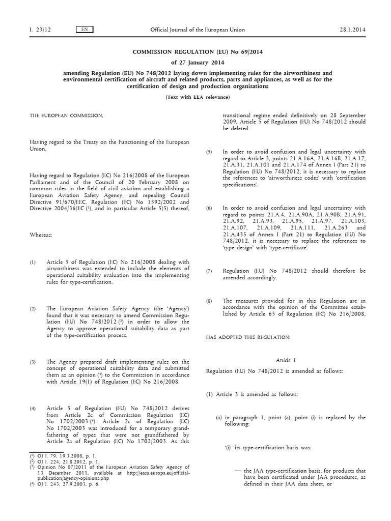EASA Part 21 OSD | PDF | Technology & Engineering