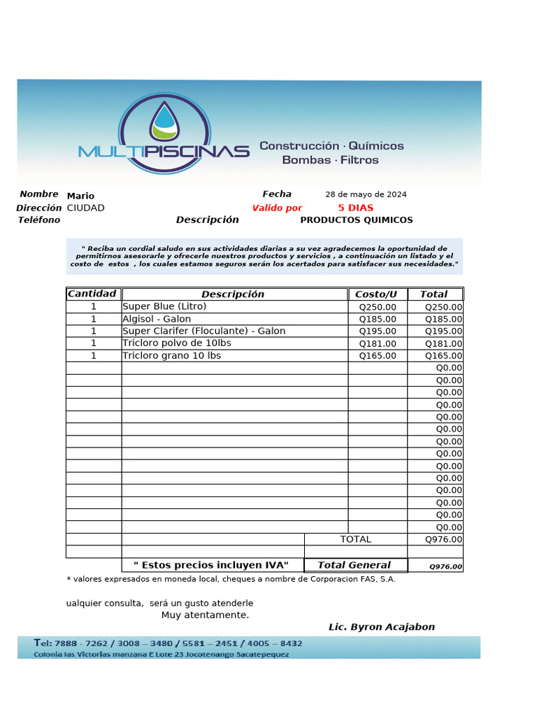 Machote Cotizacion | PDF