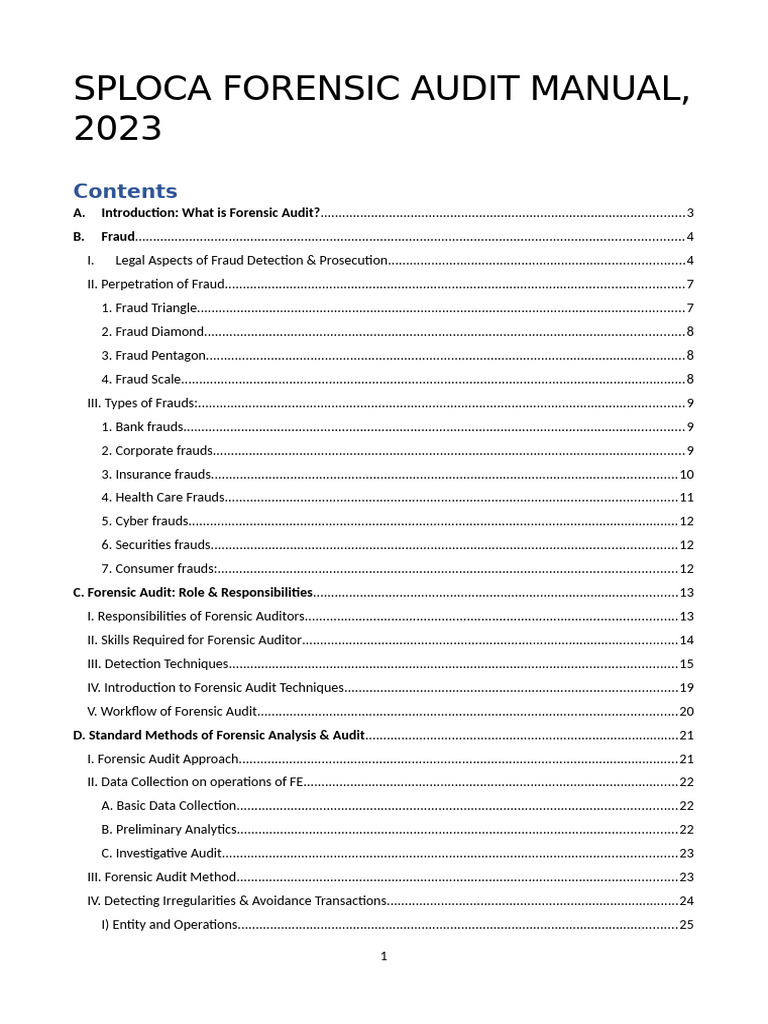 Manual For Forensic Audit 2024 | PDF