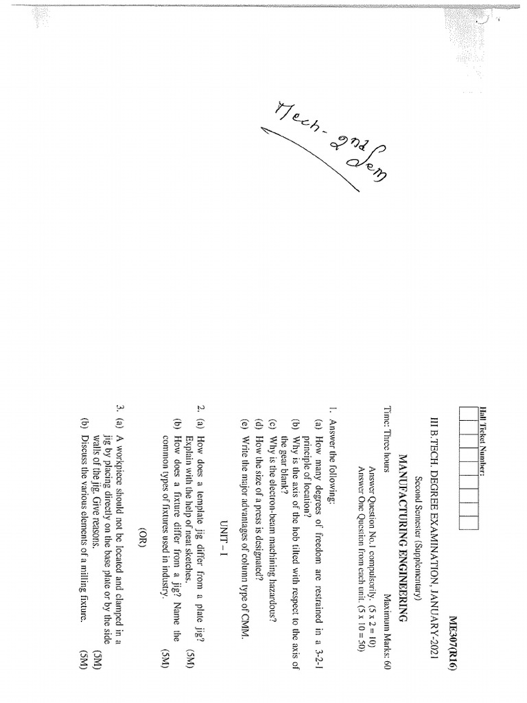 Question Papers Mechanical | PDF