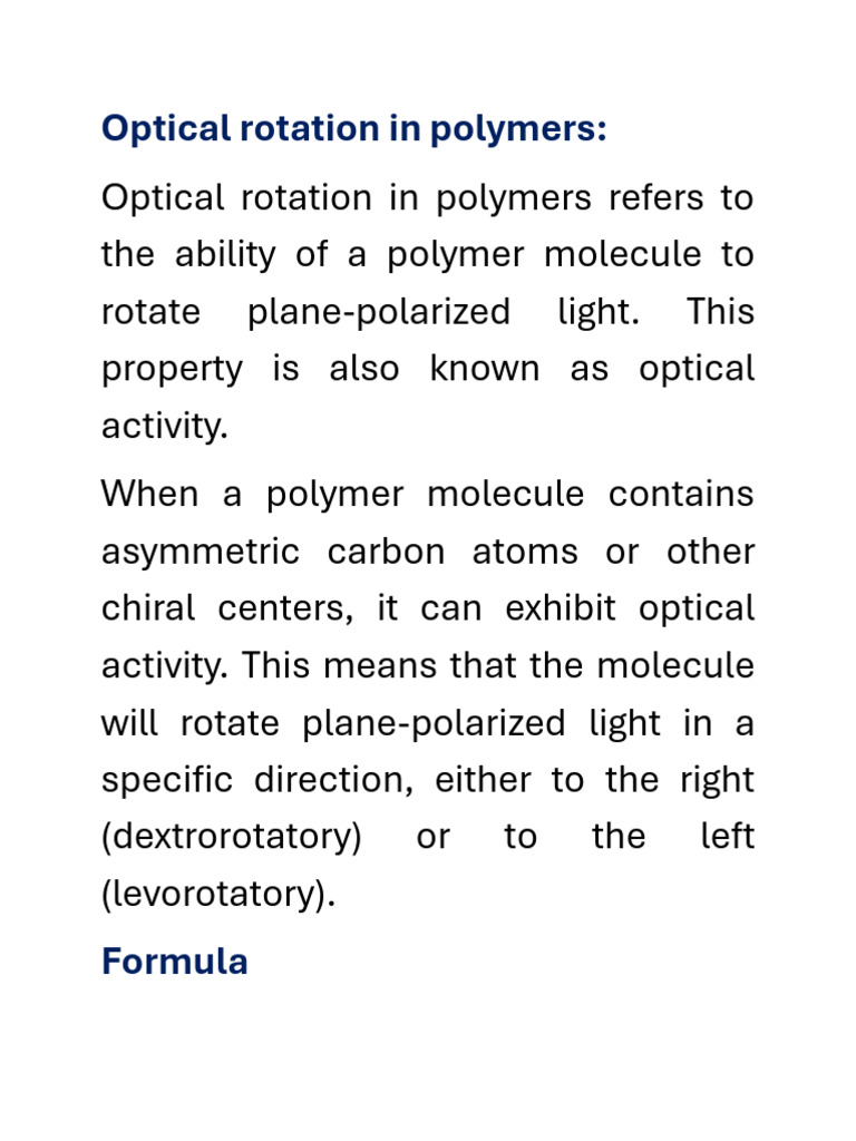 Optical Rotation of Polymer | PDF