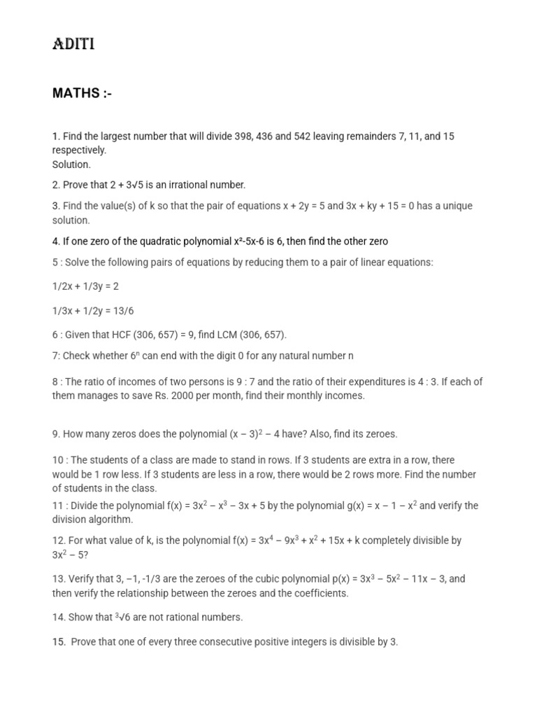Math Problem Solutions and Proofs | PDF | Language Arts & Discipline ...