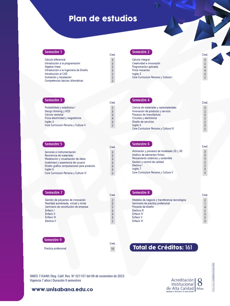 Plan de Estudio Ingenieria de Diseno e Innovacion | PDF